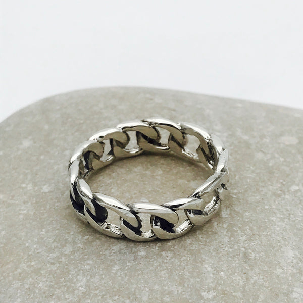Sterling Silver Large Chain Link Ring – SilverPlus Jewellery